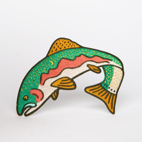 Moks175p Fish Embroidered Patch Rainbow Trout - Etsy