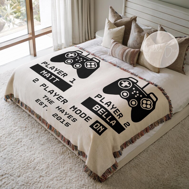 Personalized Gaming Blanket: Two Player Mode, Custom Couple Gift - Etsy