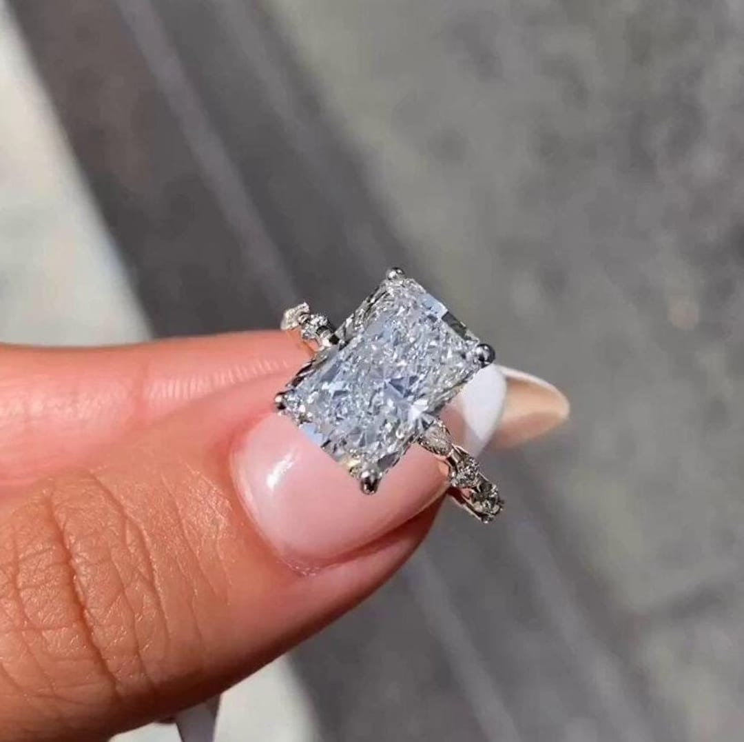 Double Tone 3CT Radiant Cut Moissanite Engagement Ring Radiant Cut ...