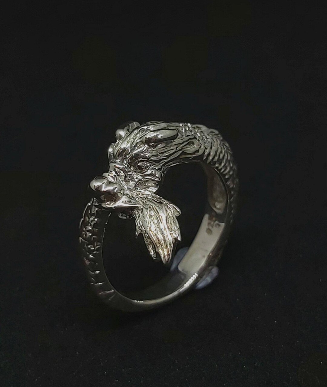 Silver Dragon Ring, Sterling Silver, Signed 925 Silver, Dragon Lover's ...