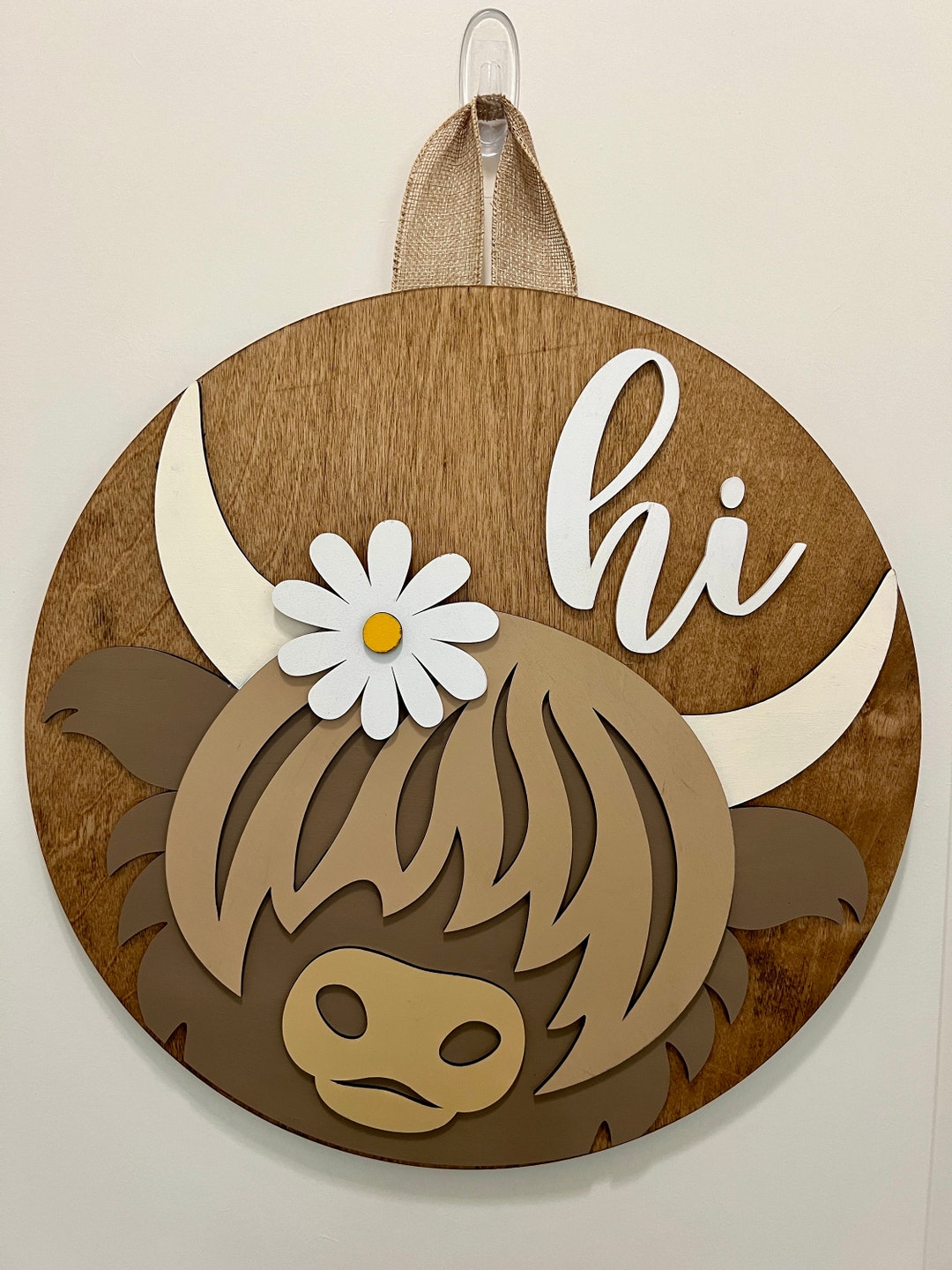 Highland Cow Door Sign, Door Sign, Farm Animal, Door Hanger ...