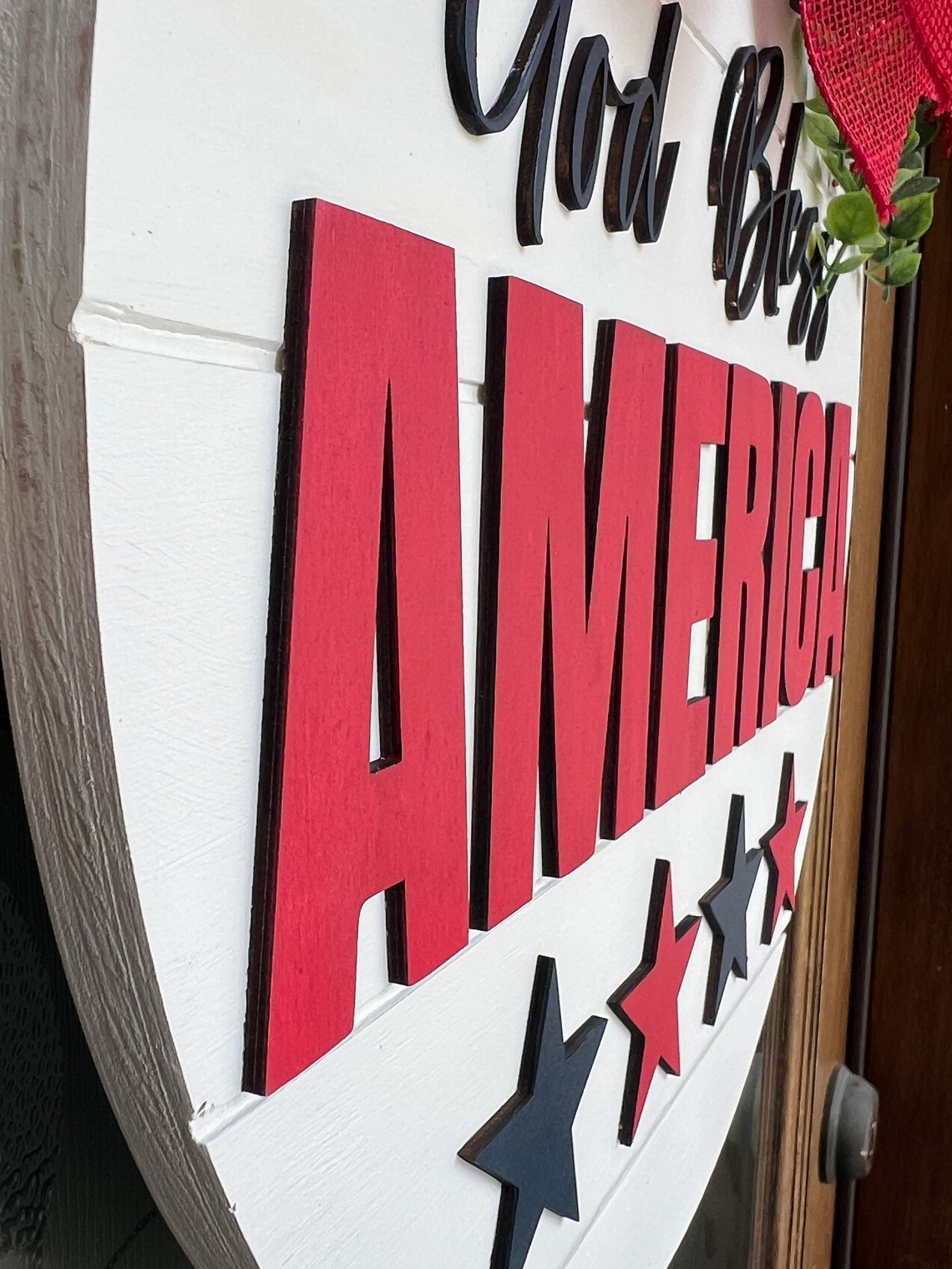 God Bless America Door Sign, Red, White and Blue, Fall Decor, 4th of ...