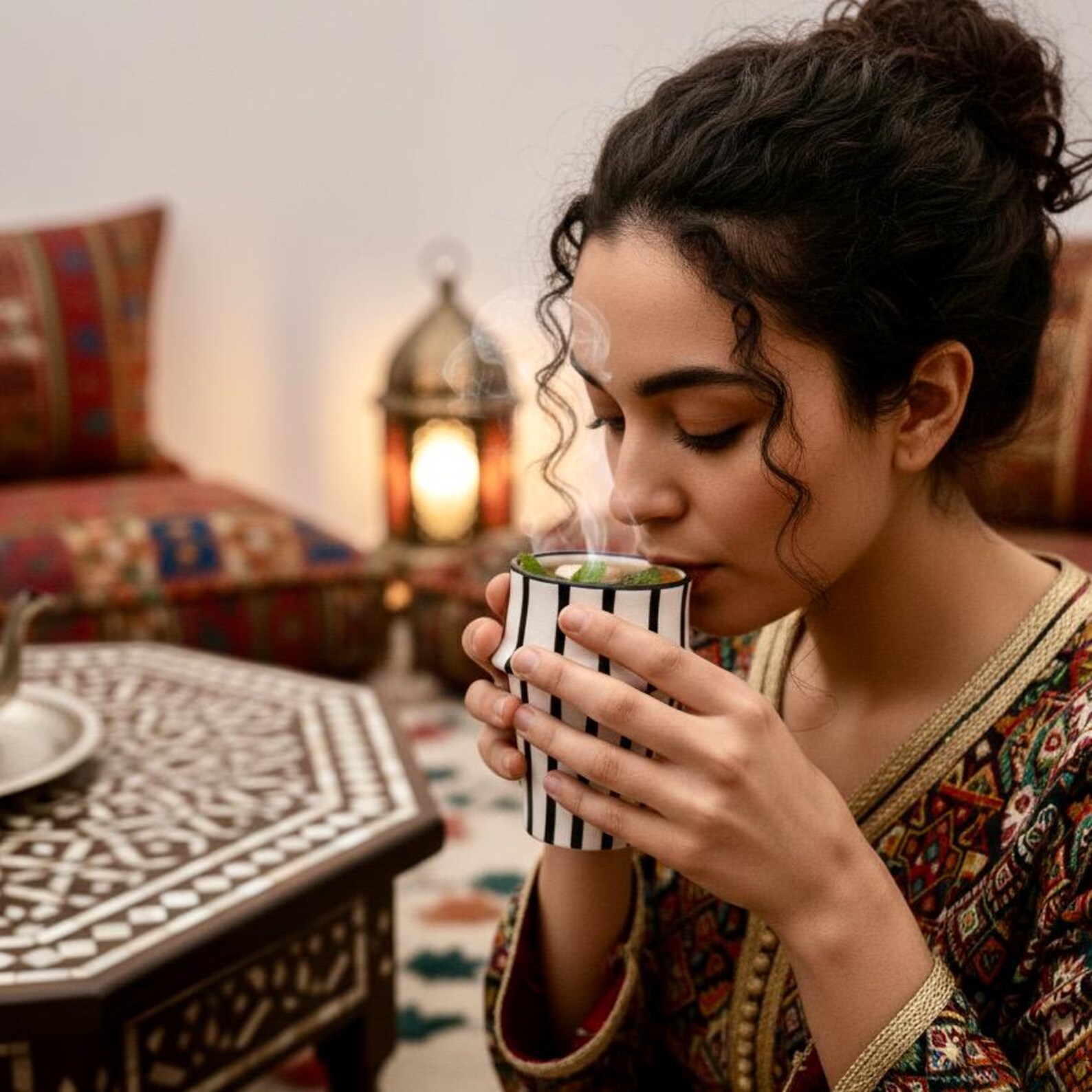 Moroccan Cups Striped Moroccan Ceramic Cup Handmade Pottery Glass ...