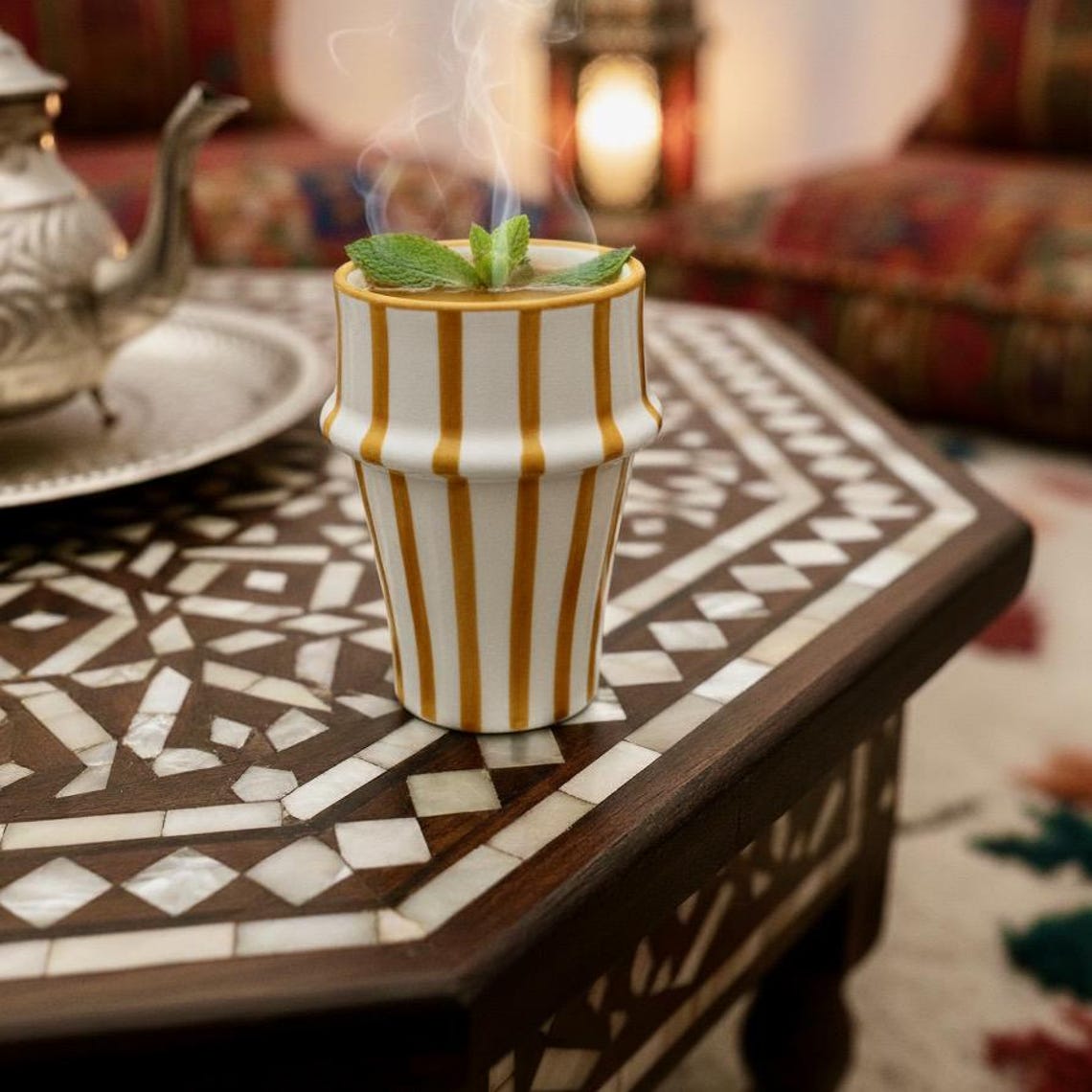 Moroccan Cups Striped Moroccan Ceramic Cup Handmade Pottery Glass ...