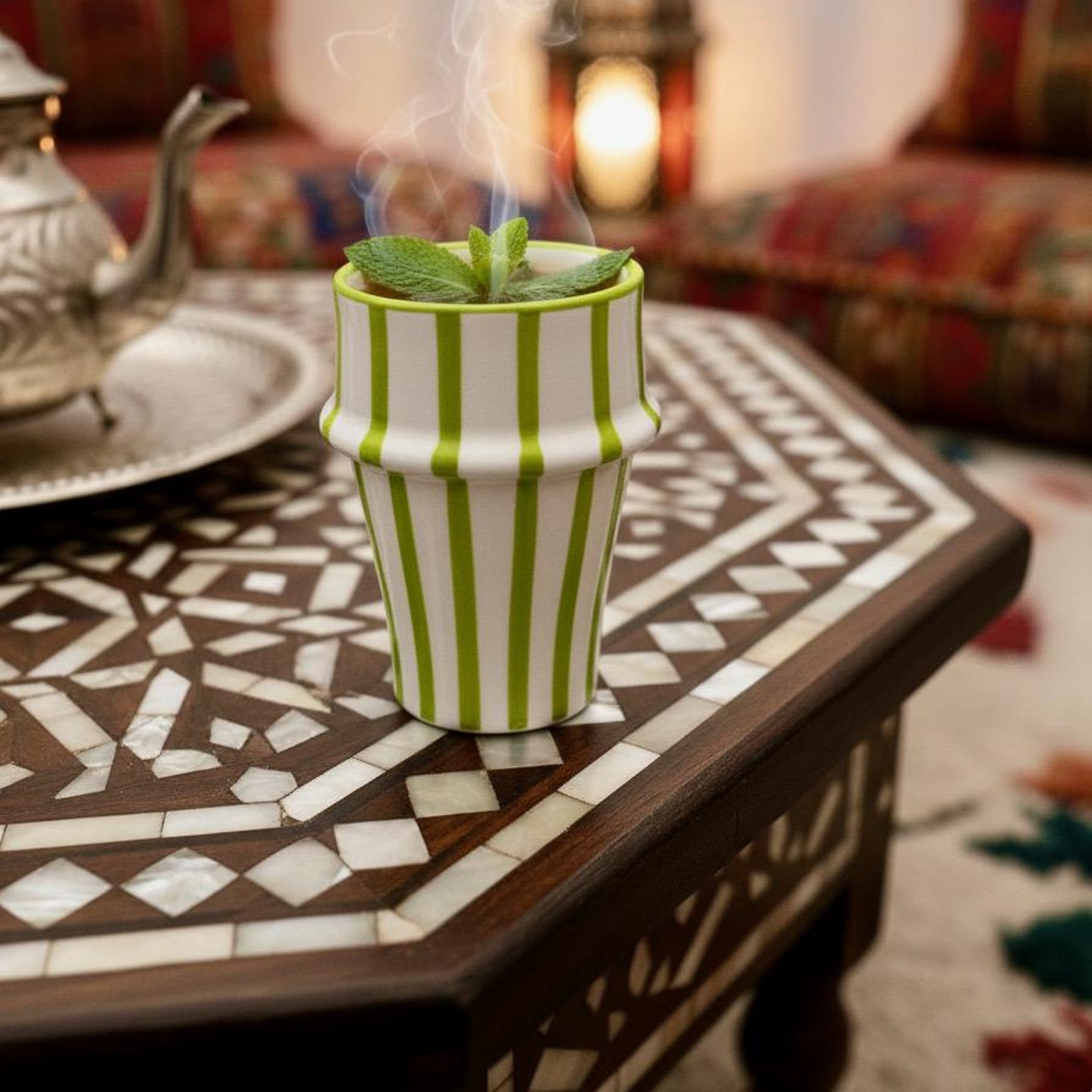Moroccan Cups Striped Moroccan Ceramic Cup Handmade Pottery Glass ...