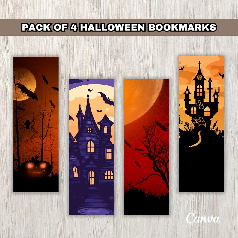 Printable Spooky Bookmarks - 4 Halloween Designs, Ready-to-print Book ...