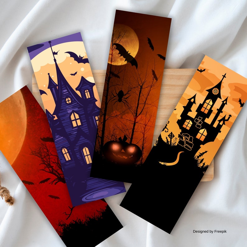 Printable Spooky Bookmarks - 4 Halloween Designs, Ready-to-print Book ...