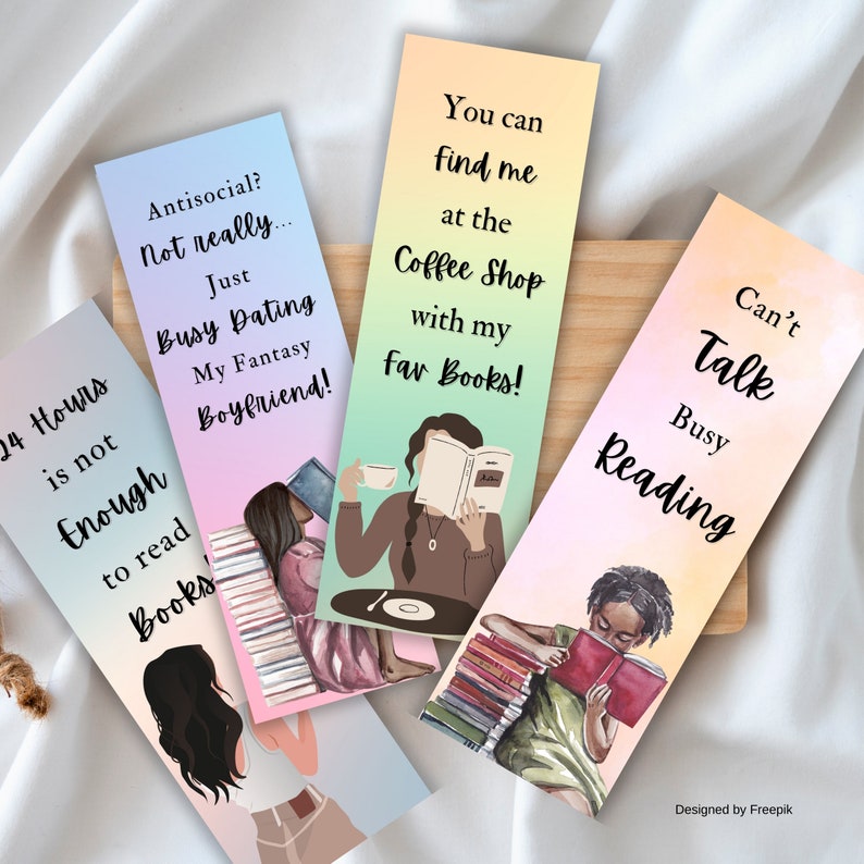 Printable Bookmarks - Set of 4, Great Gift for Bookworms and Book ...