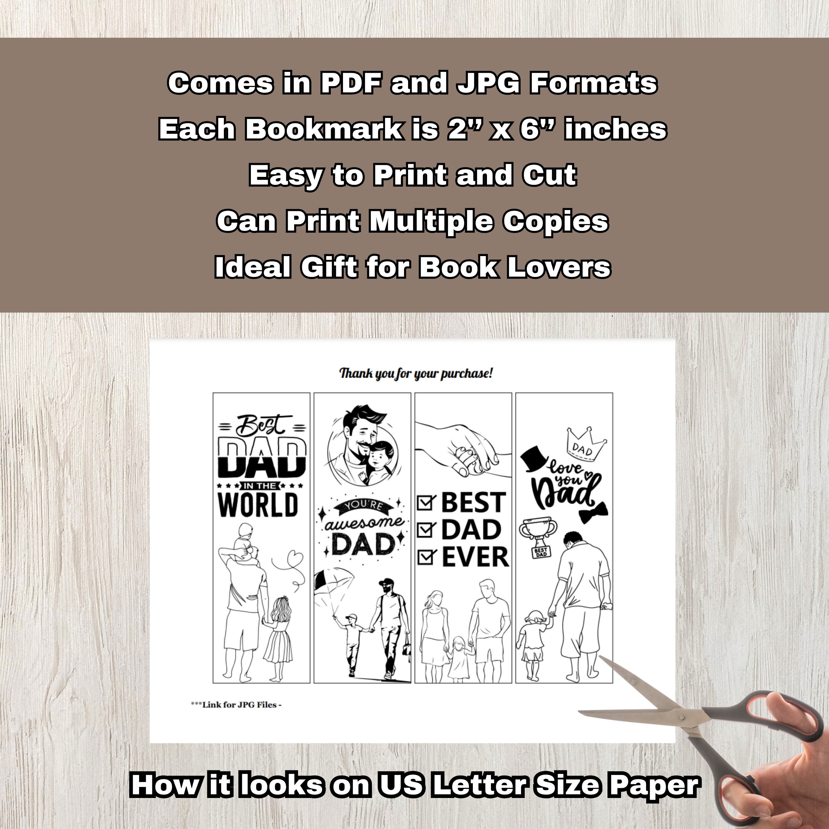 Printable Bookmarks - Father's Day Gift, Best Dad Bookmarks, Ready-to ...