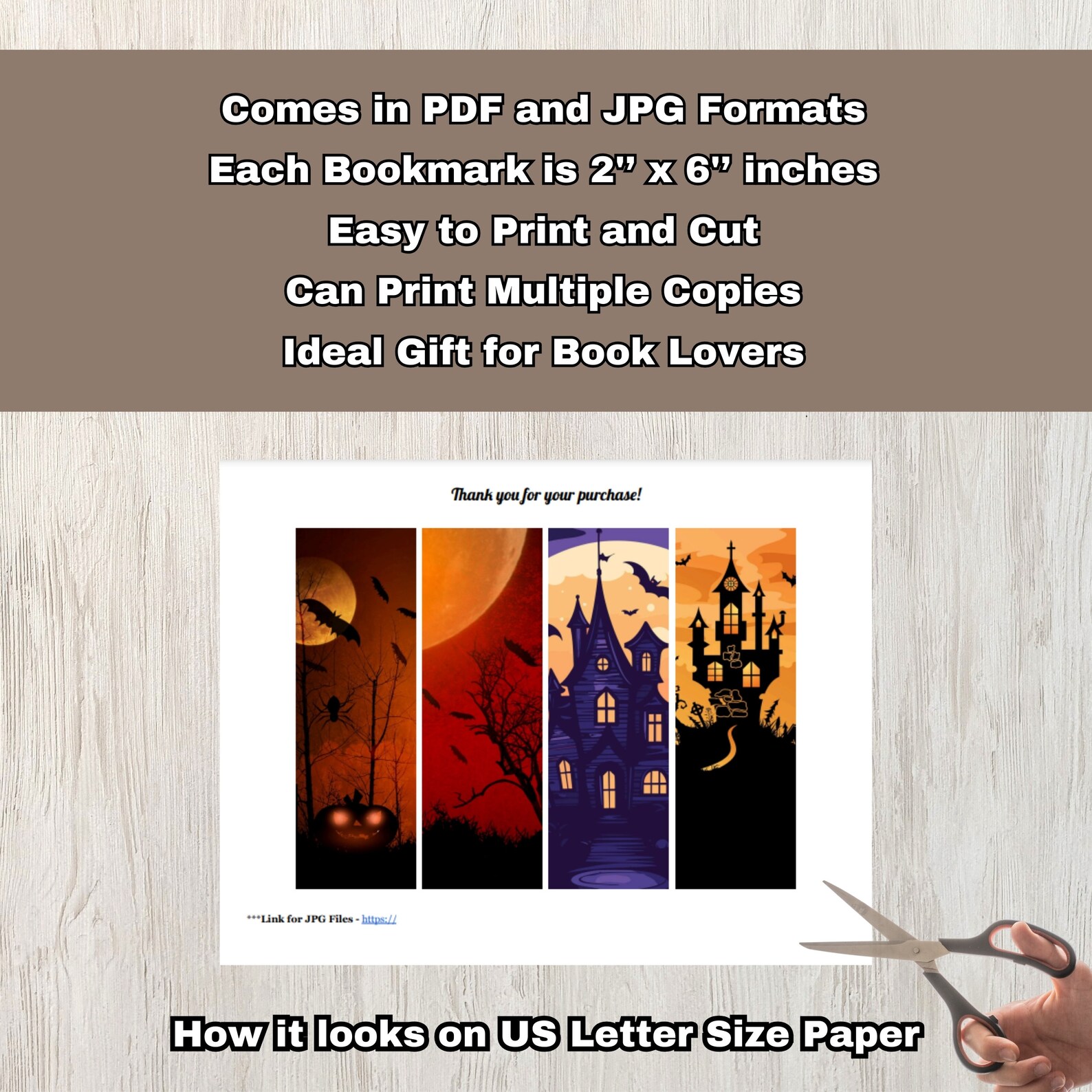 Printable Spooky Bookmarks - 4 Halloween Designs, Ready-to-print Book ...