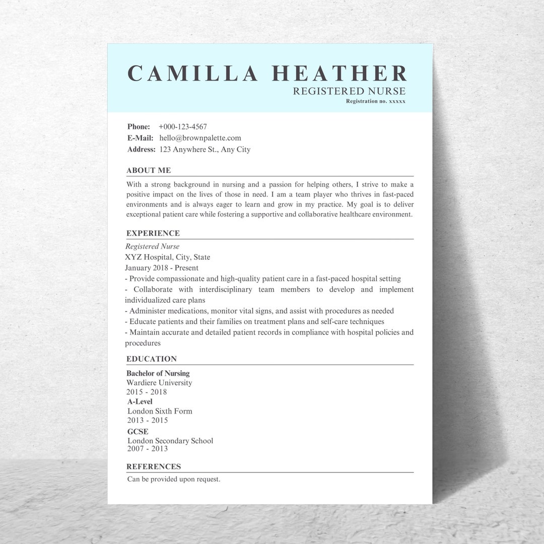 Digital Resume Template - Customizable Student Nurse Resume and Cover ...