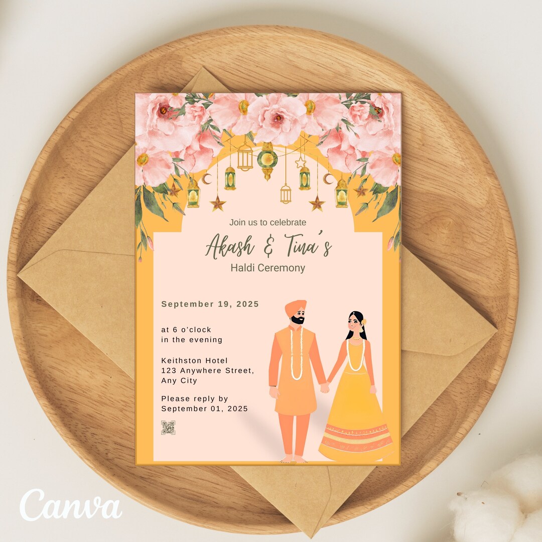 Printable Haldi Ceremony Invitation & Itinerary Template Mehndi Event ...