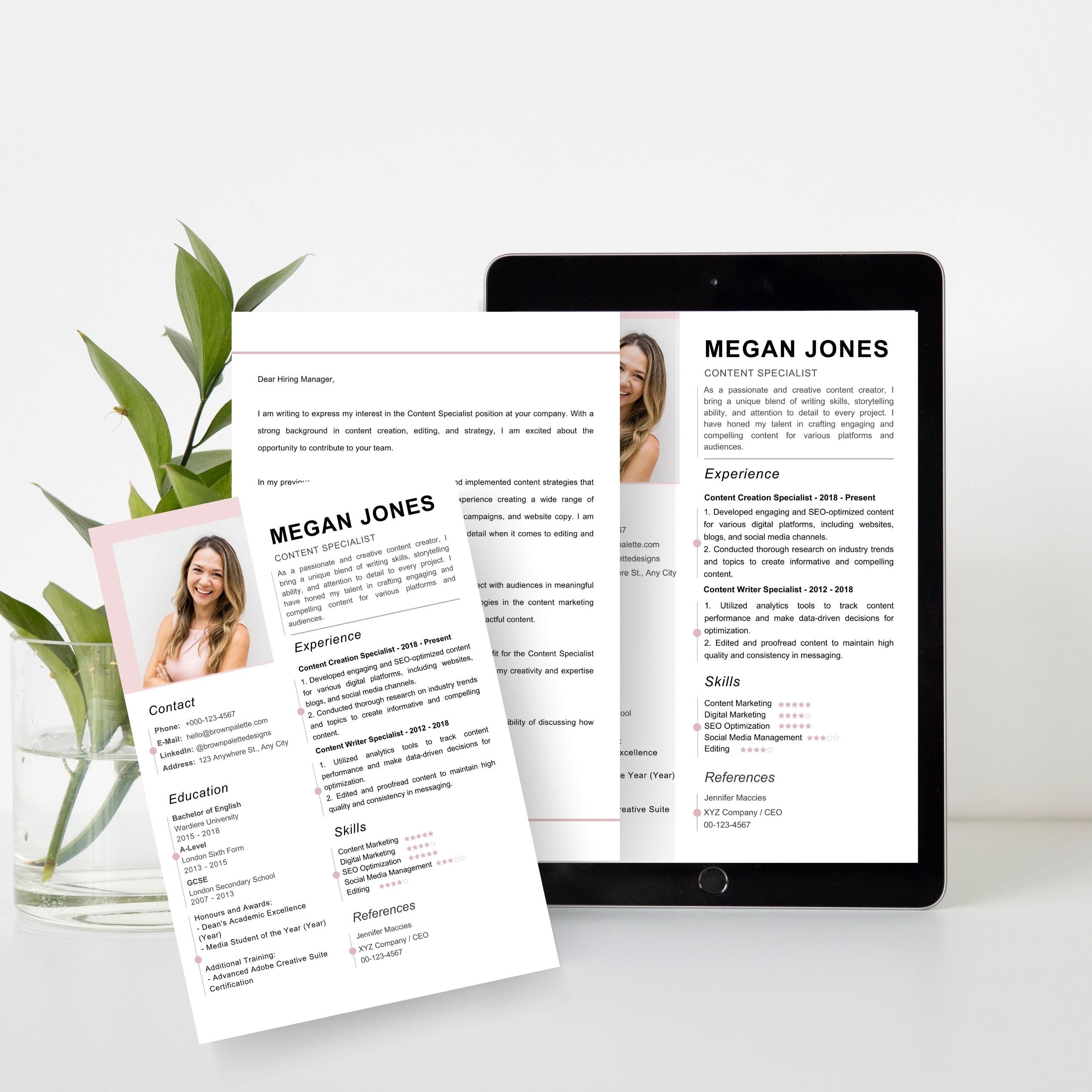 Creative CV With Picture Template Bundle Customizable Resume & Cover ...