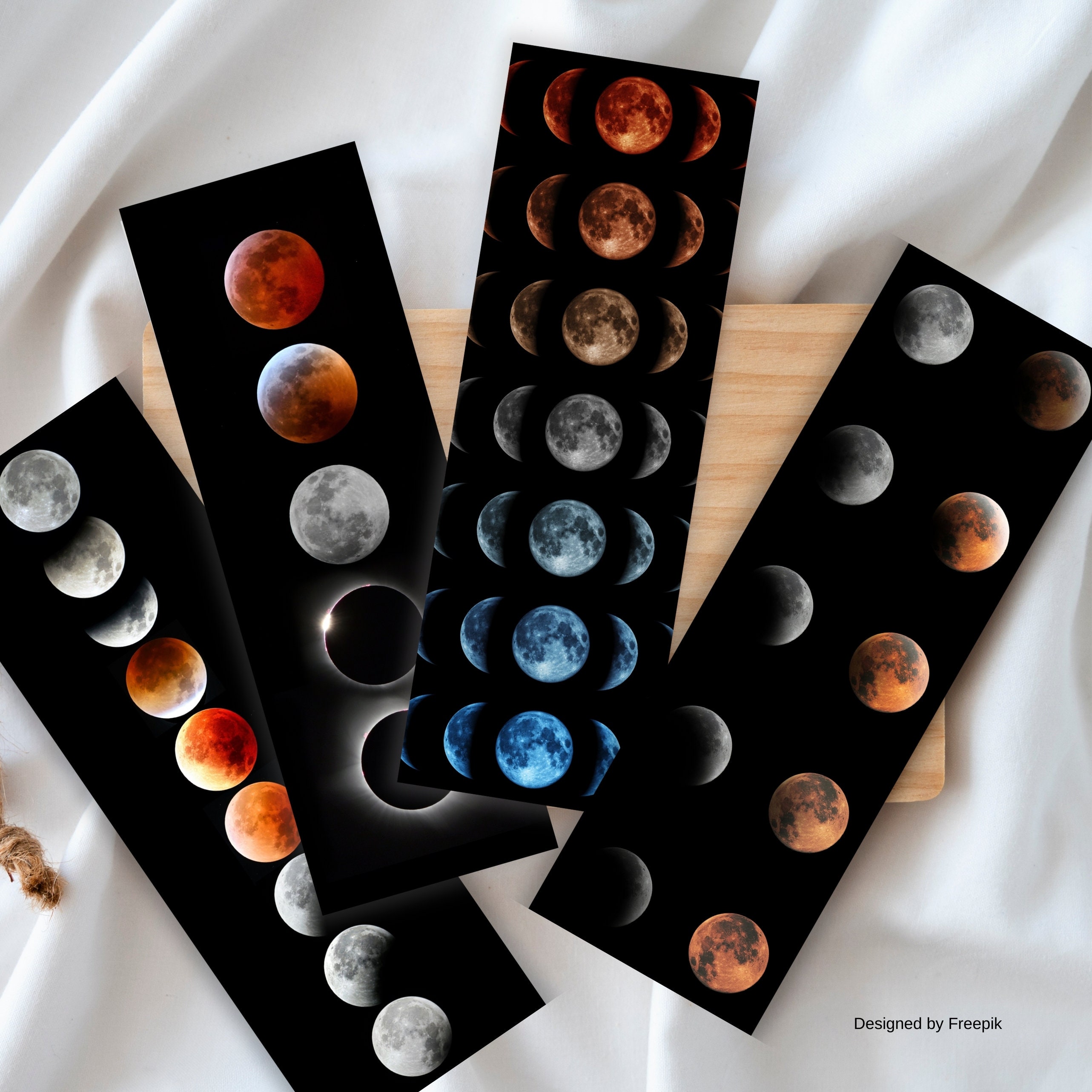 Moon Phase Digital Bookmarks 4 Designs PDF & JPG, Printable Moon Phases ...