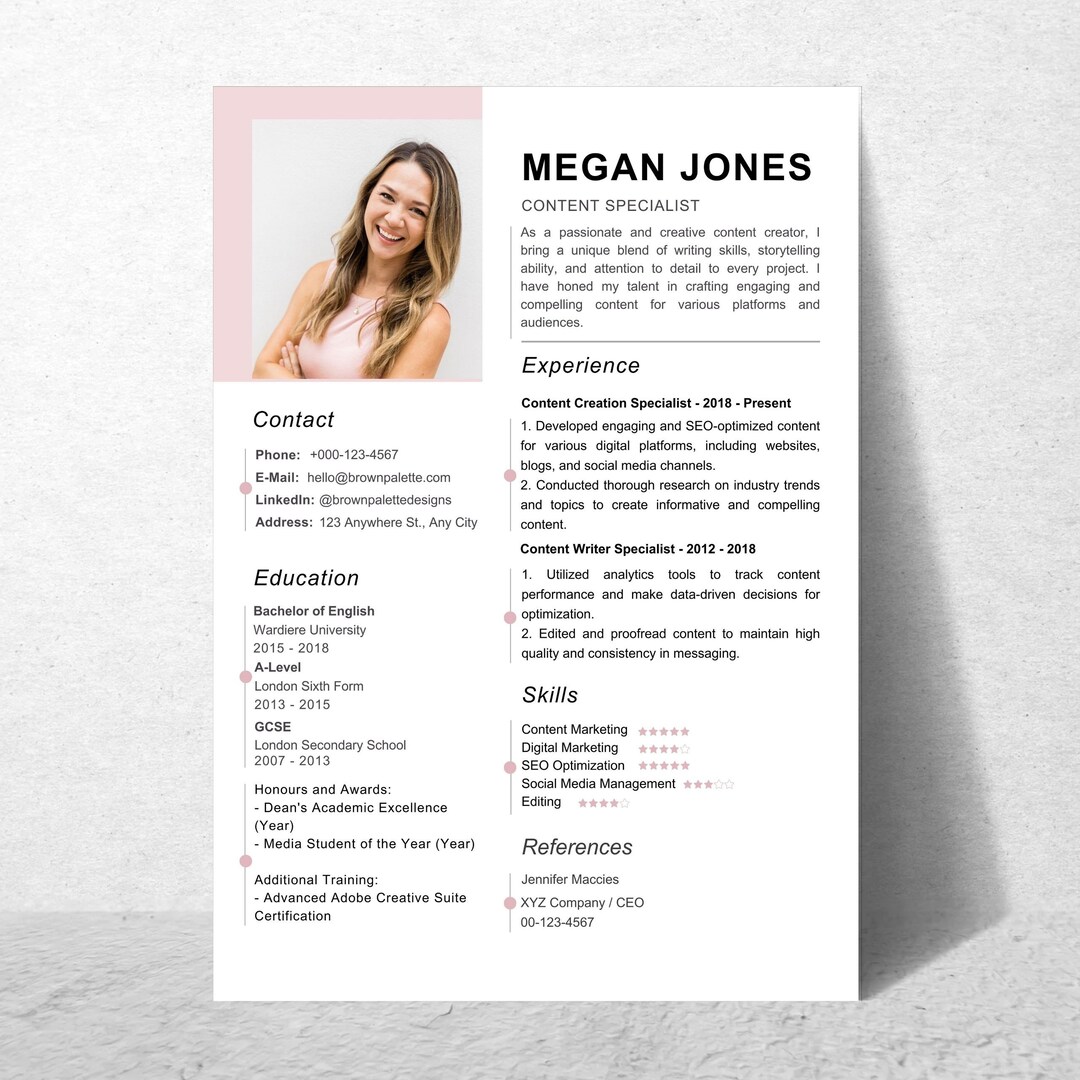 Creative CV With Picture Template Bundle Customizable Resume & Cover ...