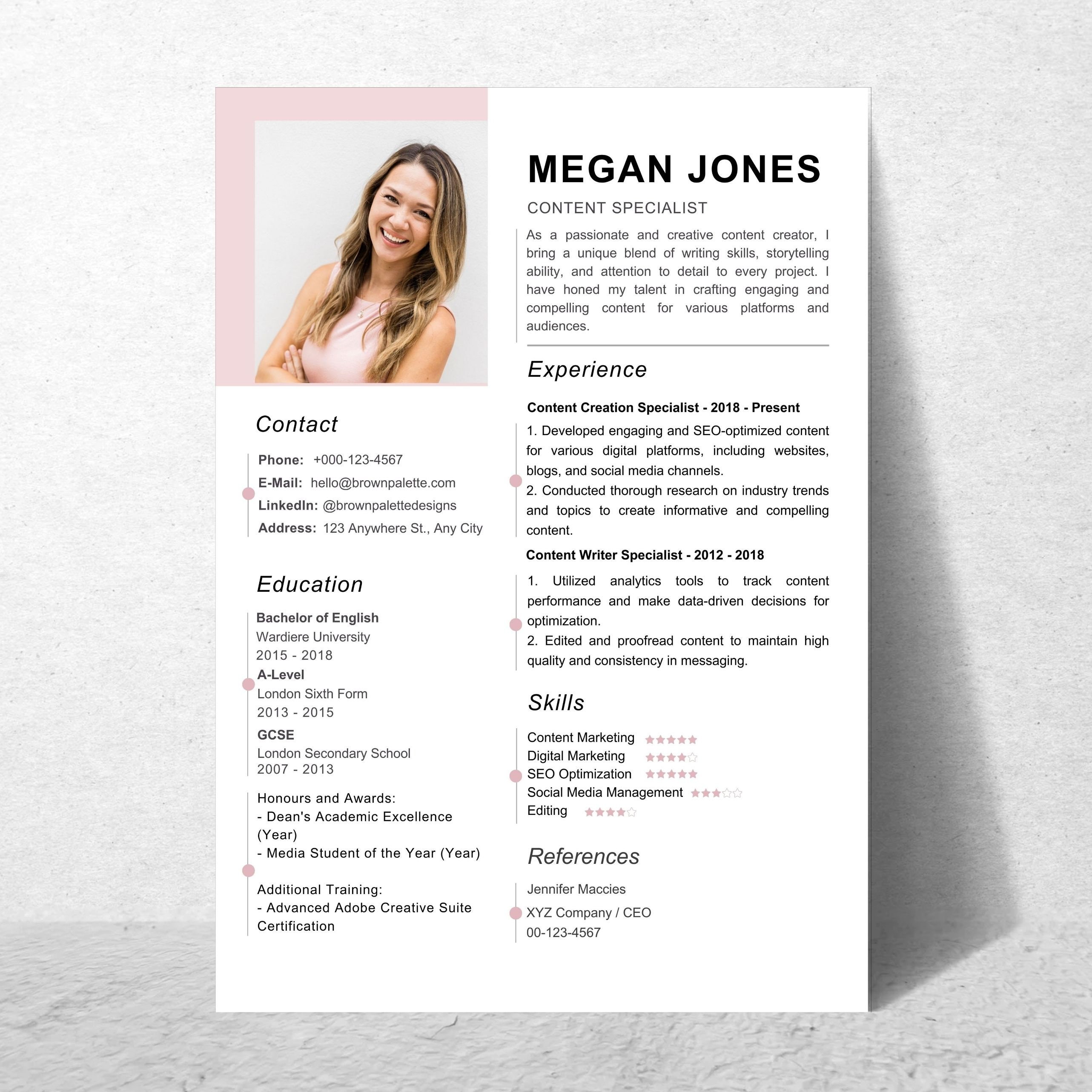 Creative CV With Picture Template Bundle Customizable Resume & Cover ...