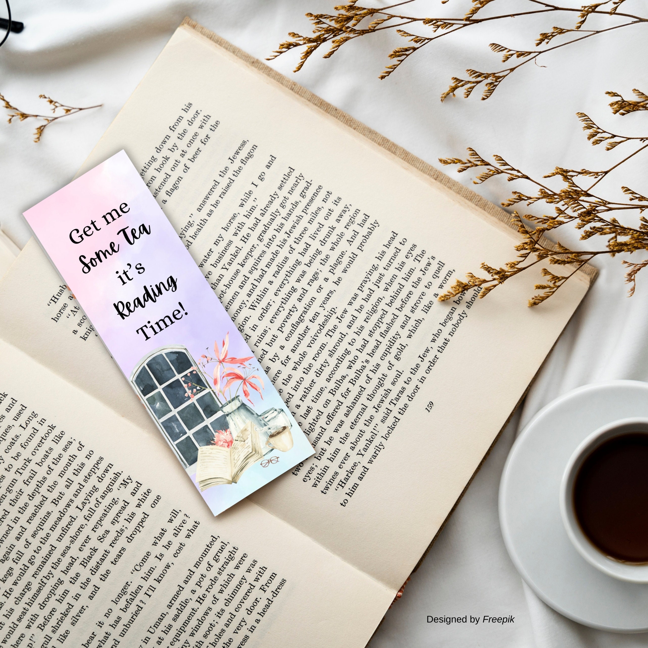 Printable Bookmarks for Readers - Set of 5 Watercolor Bookmarks, Coffee ...