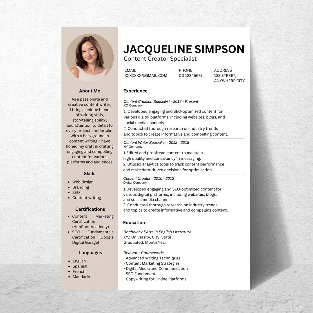 Modern Curriculum Vitae Template Customizable Canva Resume Design ...