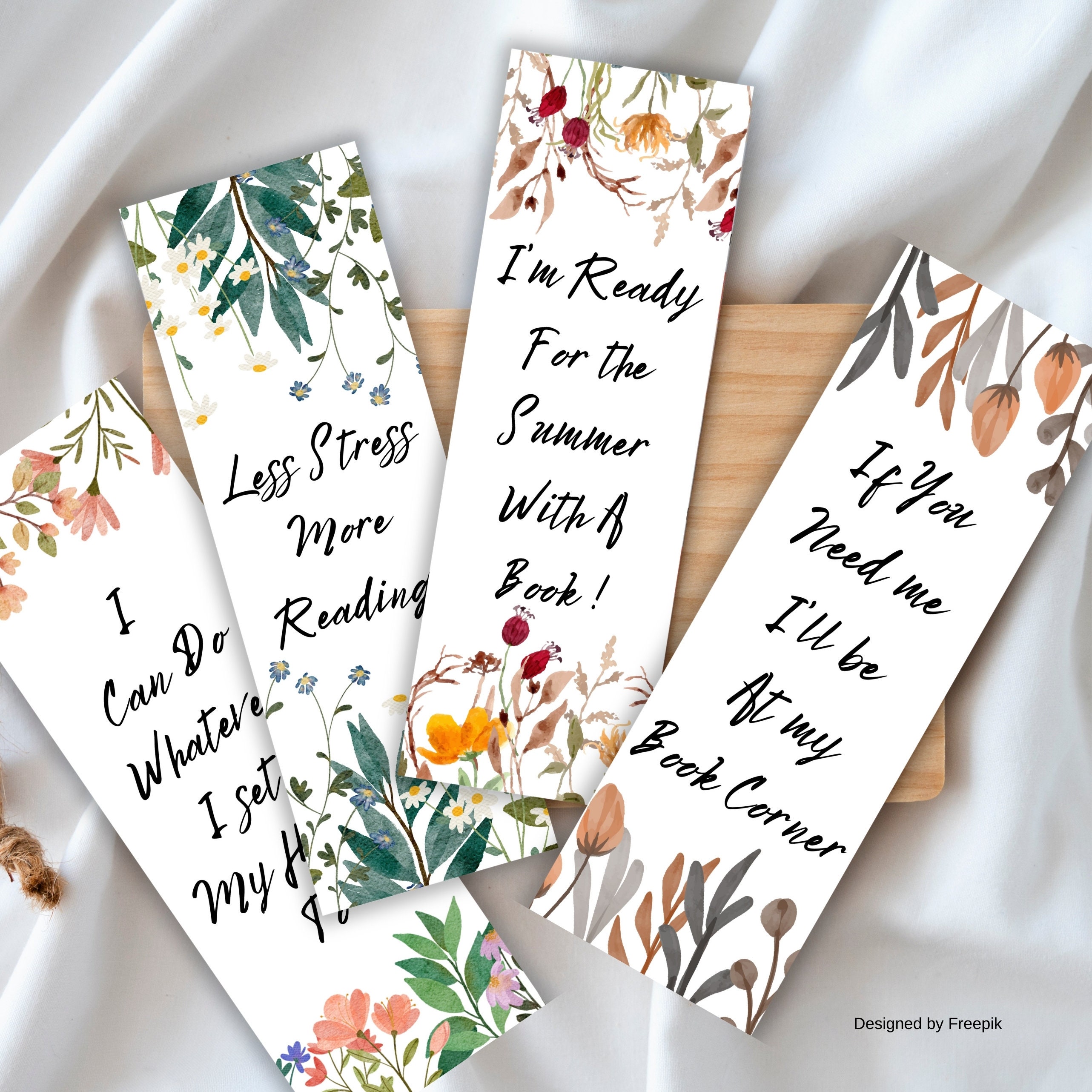 Printable Floral Bookmarks, Set of 4 Summer Wildflower Bookmarks ...