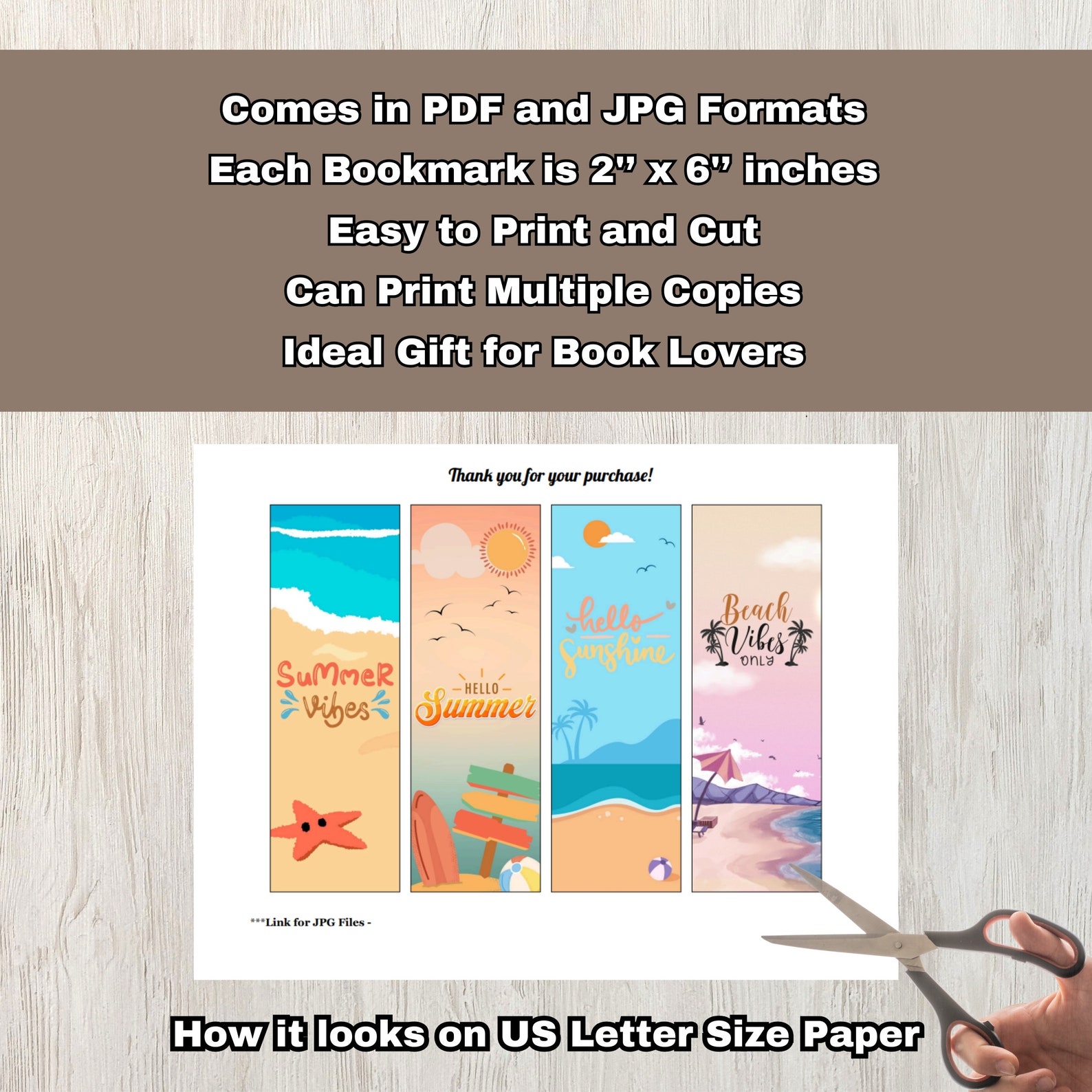 Printable Bookmarks for Readers - Summer Vibes, Digital Download ...