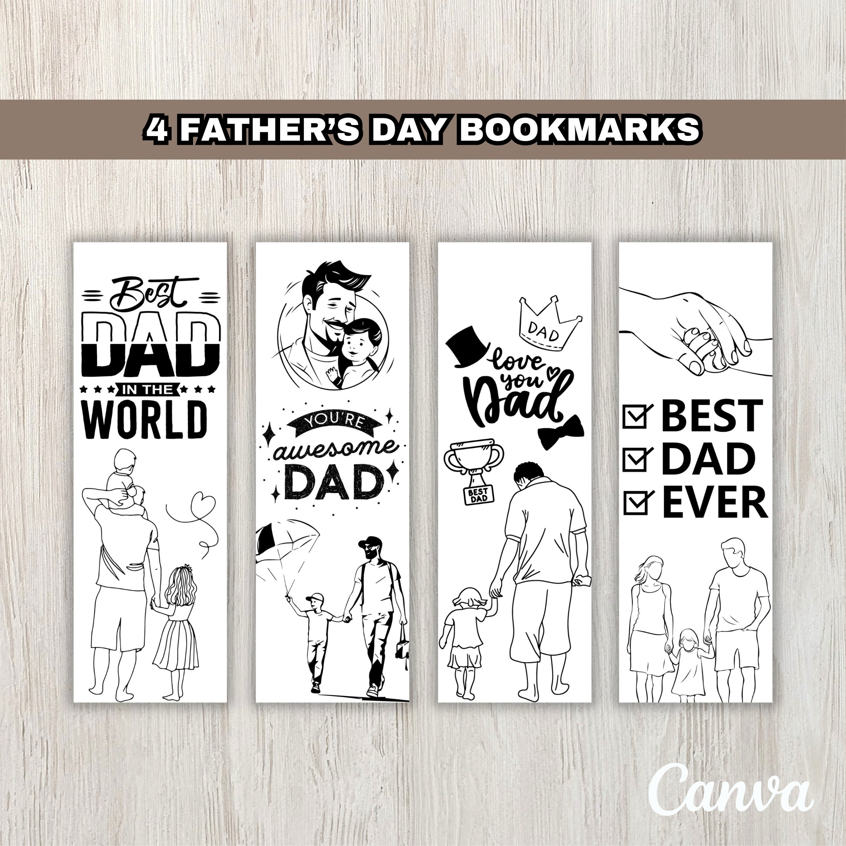 Printable Bookmarks - Father's Day Gift, Best Dad Bookmarks, Ready-to ...