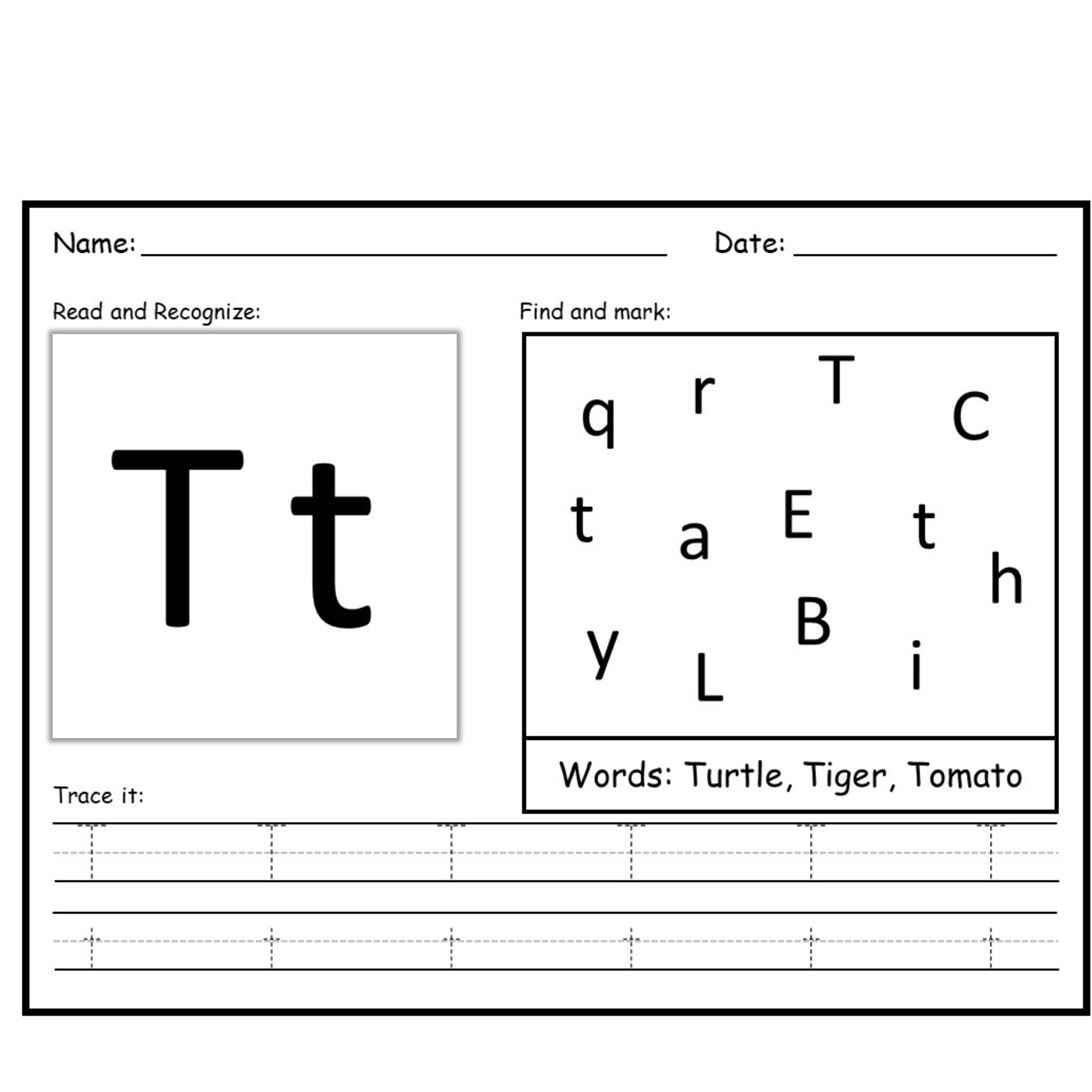 Printable Letter Recognition Practice Sheets for Preschool ...