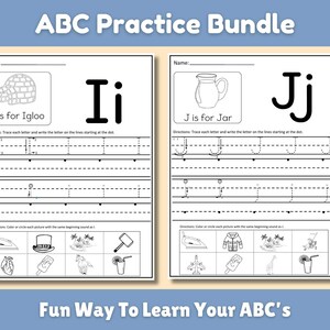 Alphabet Practice Bundle Letter Tracing Sheets Learn Letter Sounds ...