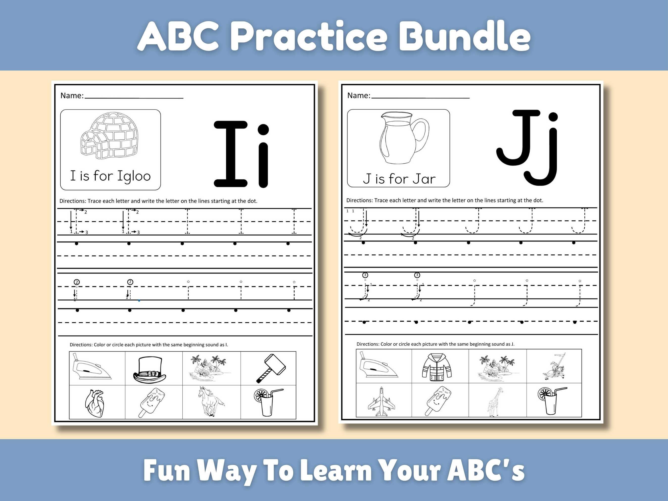 Alphabet Practice Bundle Letter Tracing Sheets Learn Letter Sounds ...
