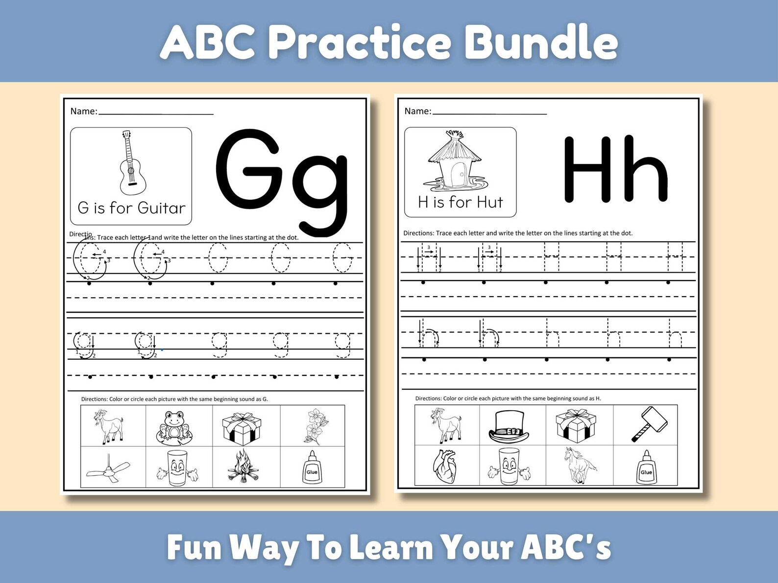 Alphabet Practice Bundle Letter Tracing Sheets Learn Letter Sounds ...