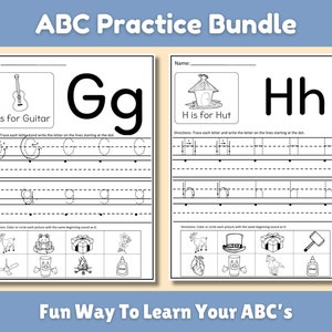 Alphabet Practice Bundle Letter Tracing Sheets Learn Letter Sounds ...