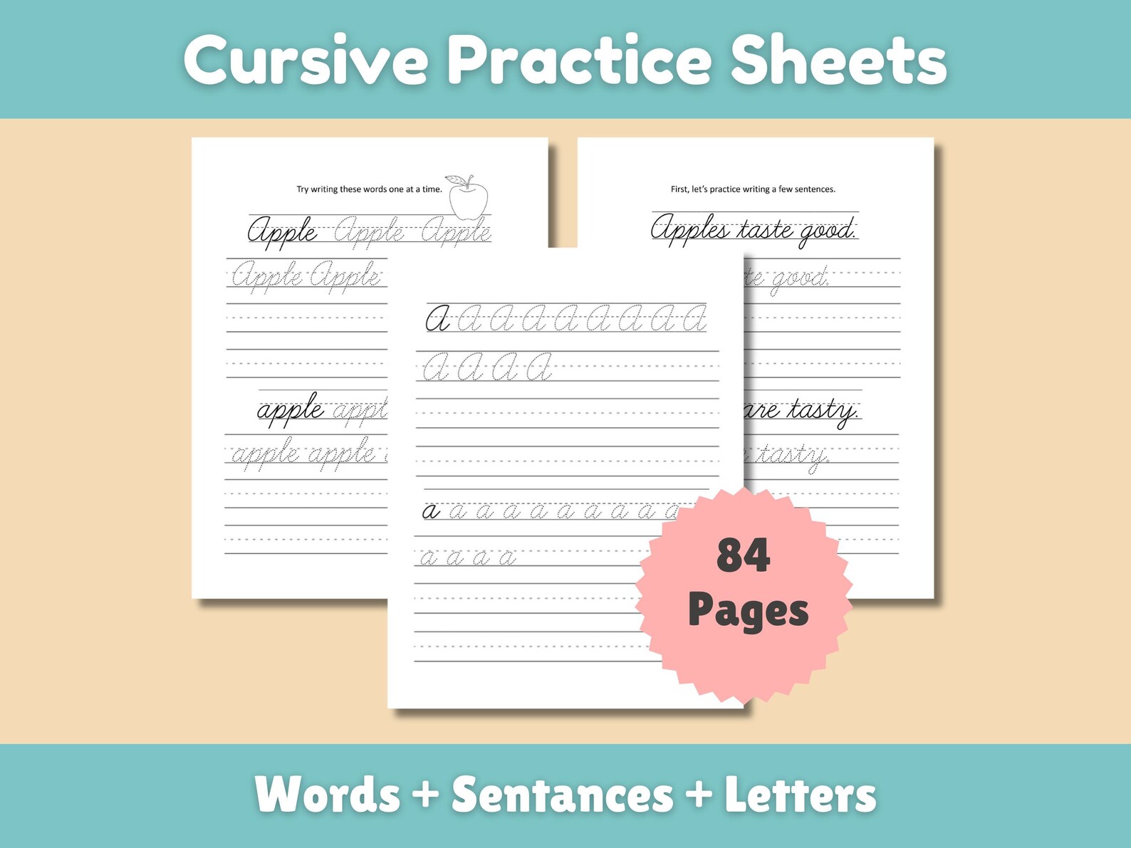 Printable Cursive Handwriting Practice Sheets Cursive Word Practice ...