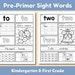 Kindergarten Sight Word Worksheets Pre-primer Sight Words for ...