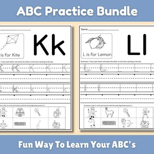 Alphabet Practice Bundle Letter Tracing Sheets Learn Letter Sounds ...