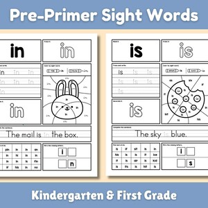 Kindergarten Sight Word Worksheets Pre-primer Sight Words for ...