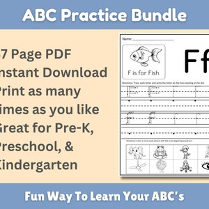 Alphabet Practice Bundle Letter Tracing Sheets Learn Letter Sounds ...
