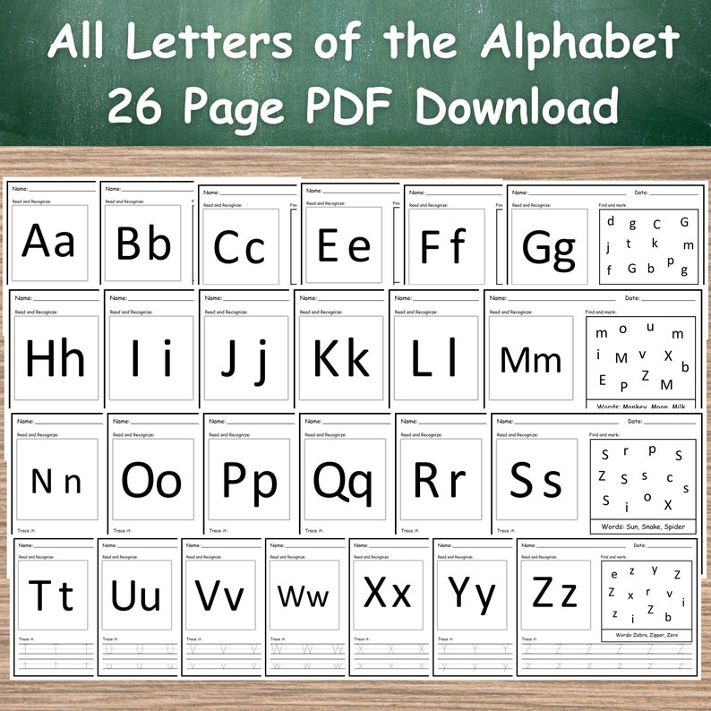 Printable Letter Recognition Practice Sheets for Preschool ...