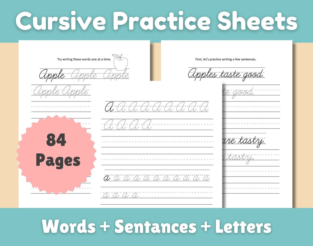 Printable Cursive Handwriting Practice Sheets Cursive Word Practice ...
