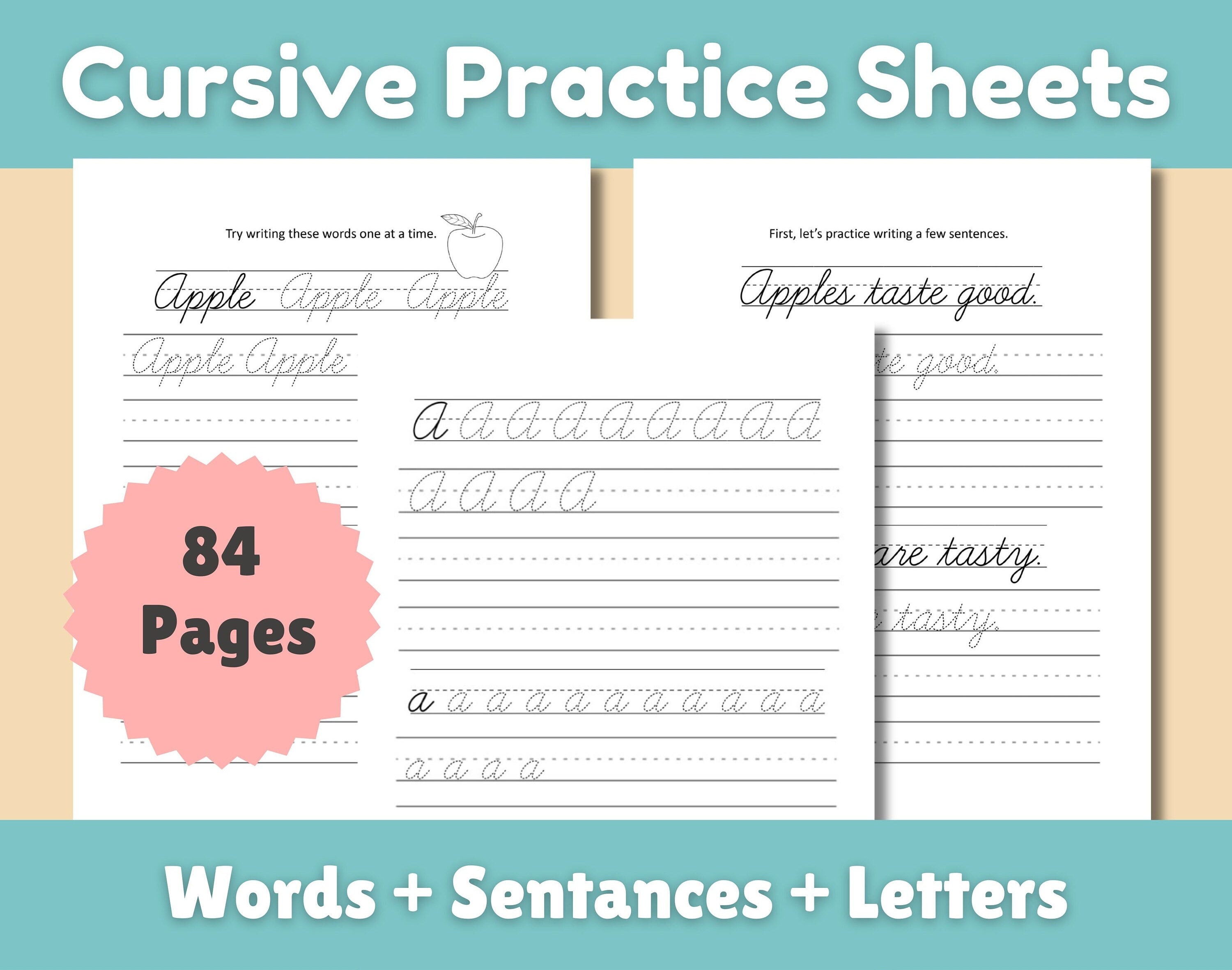 Printable Cursive Handwriting Practice Sheets Cursive Word Practice ...
