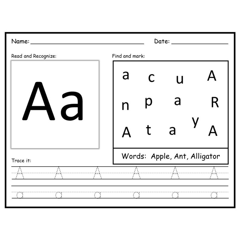 Printable Letter Recognition Practice Sheets for Preschool ...