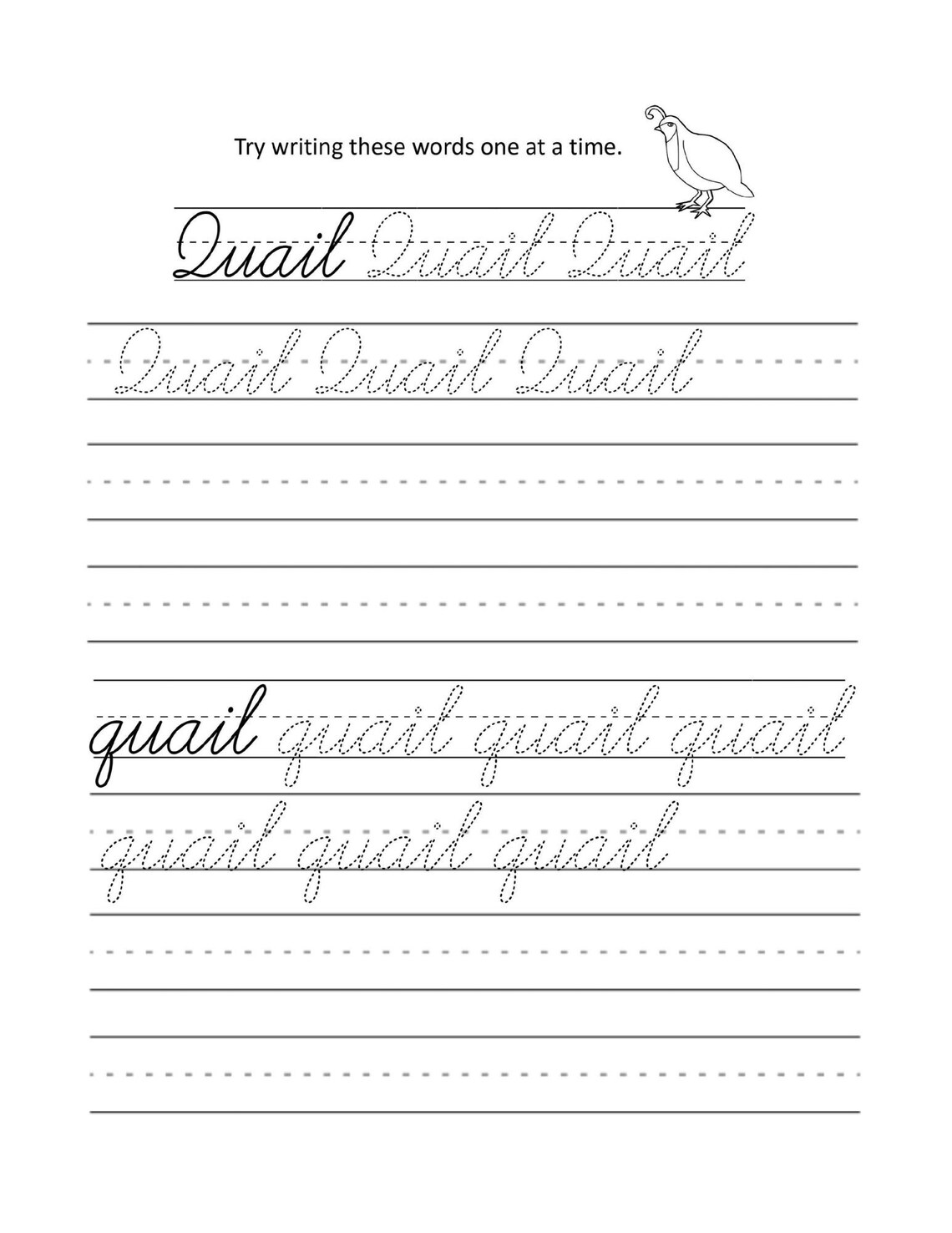 Printable Cursive Handwriting Practice Sheets Cursive Word Practice ...