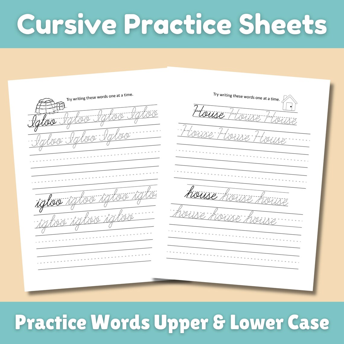 Printable Cursive Handwriting Practice Sheets Cursive Word Practice ...