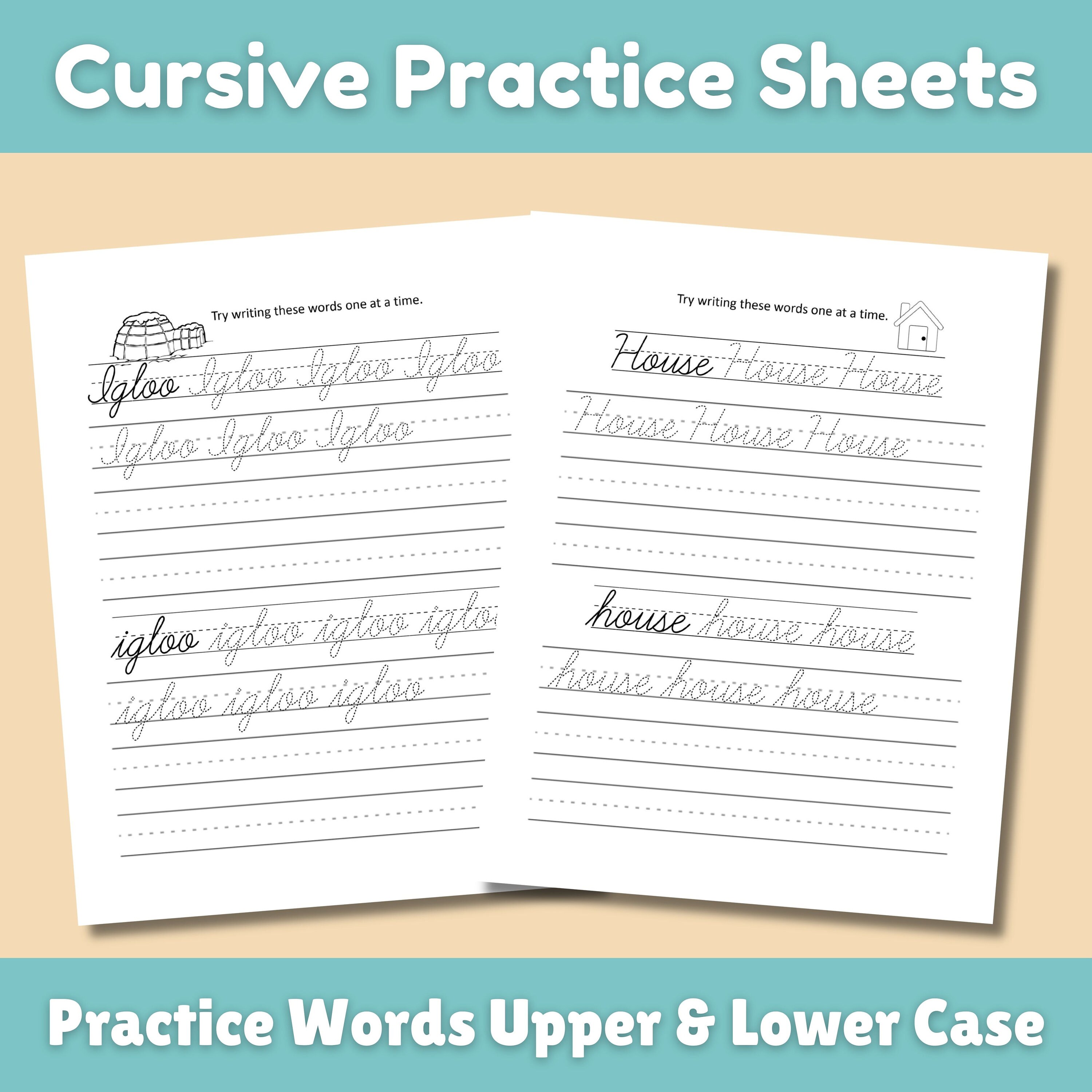 Printable Cursive Handwriting Practice Sheets Cursive Word Practice ...