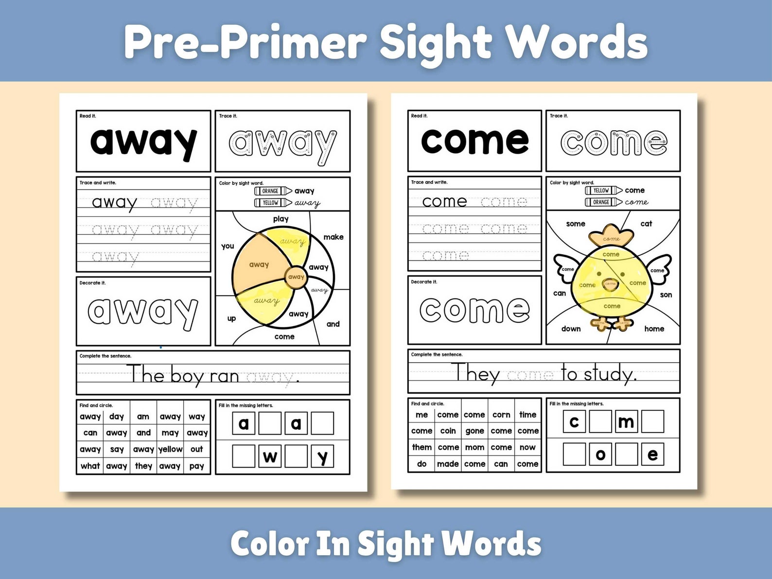 Kindergarten Sight Word Worksheets Pre-primer Sight Words for ...