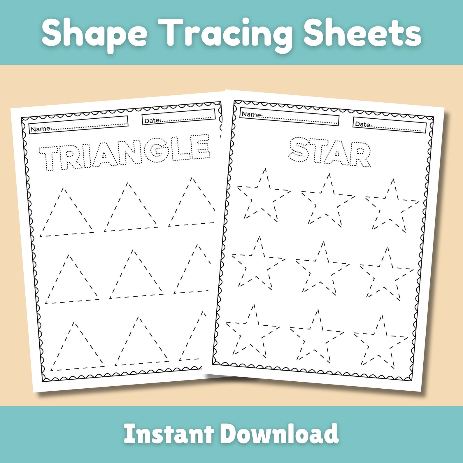 Shape Tracing Worksheets for Preschool Printable Shape Sheets ...