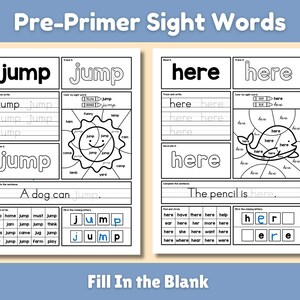 Kindergarten Sight Word Worksheets Pre-primer Sight Words for ...