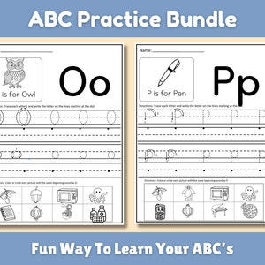 Alphabet Practice Bundle Letter Tracing Sheets Learn Letter Sounds ...