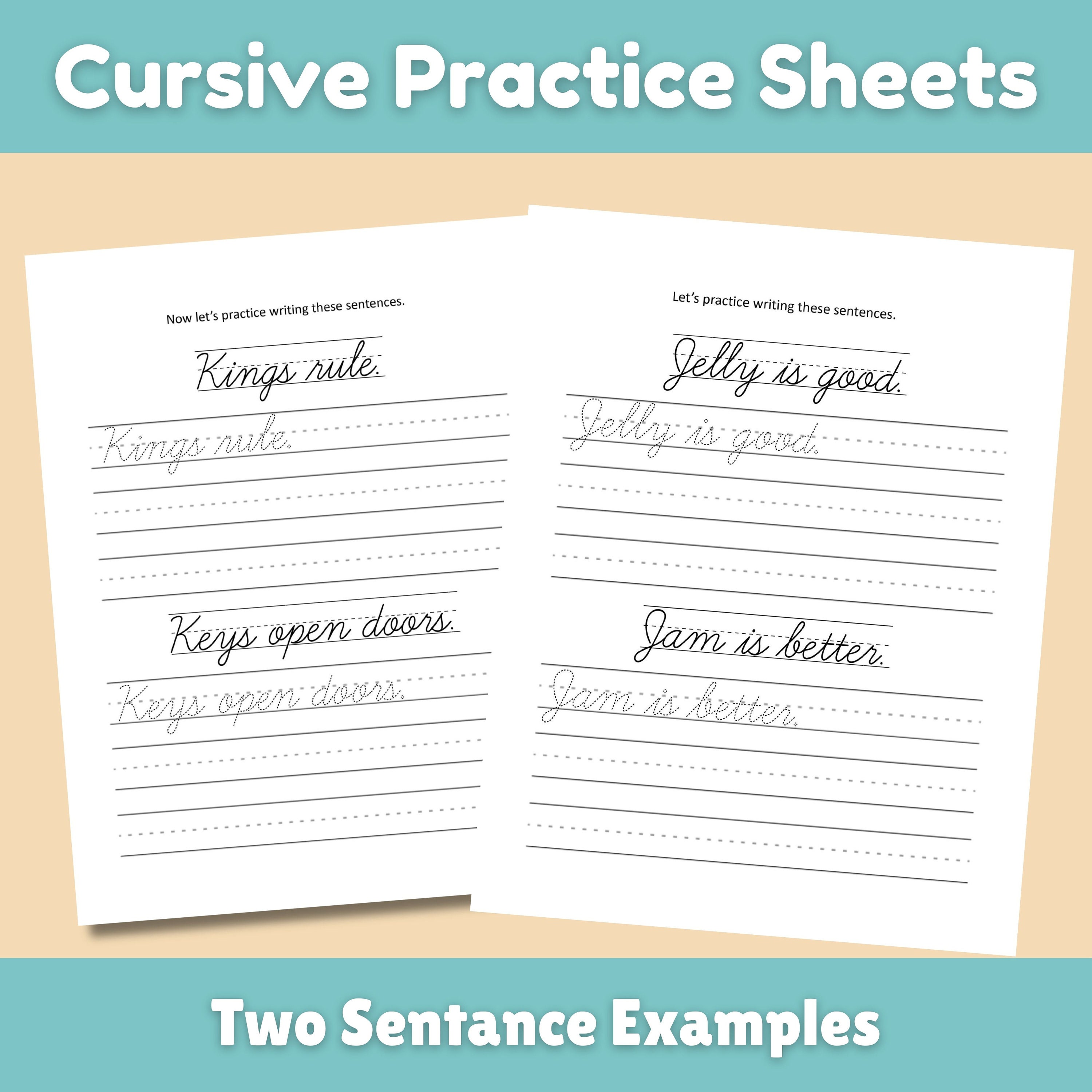 Printable Cursive Handwriting Practice Sheets Cursive Word Practice ...