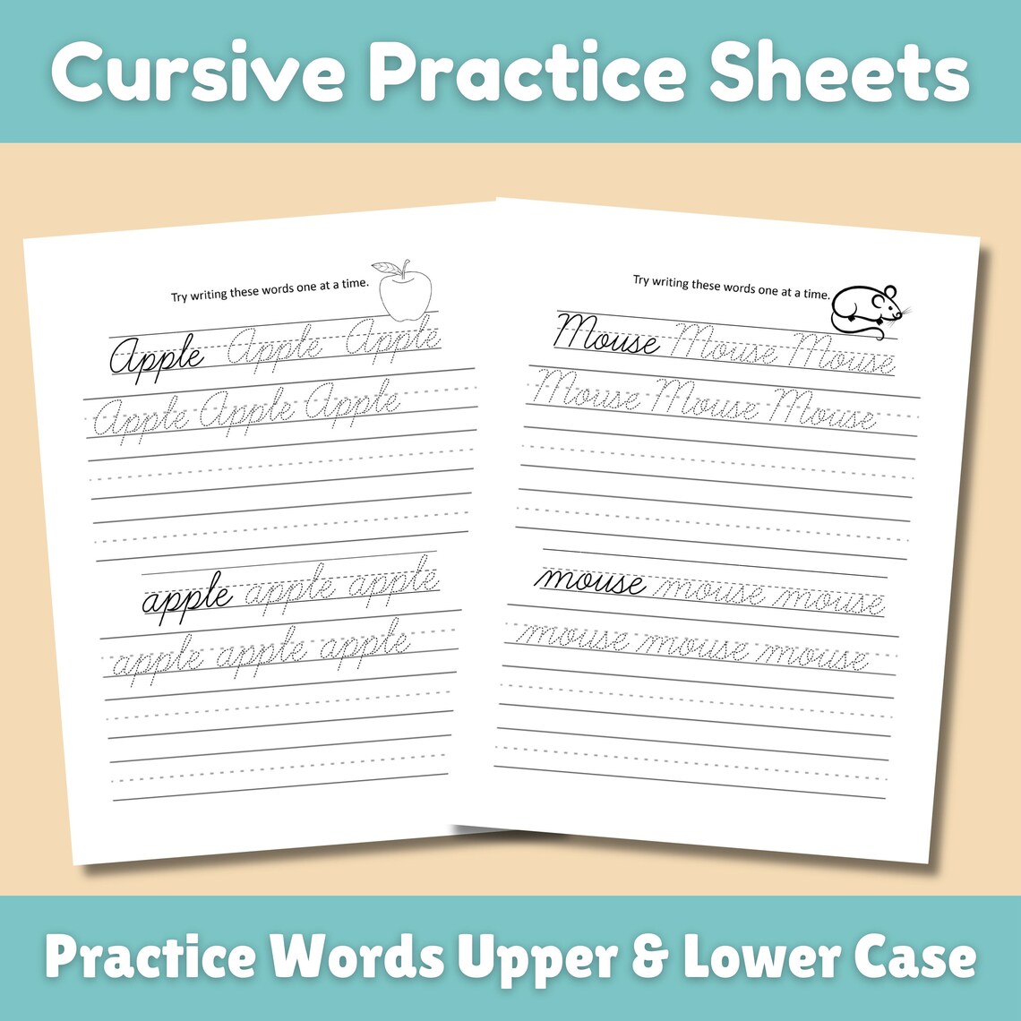 Printable Cursive Handwriting Practice Sheets Cursive Word Practice ...