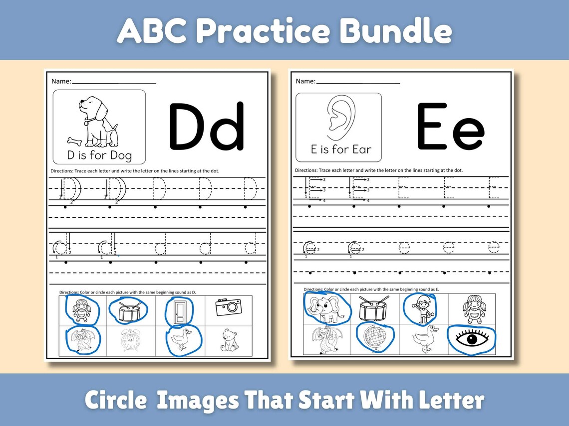 Alphabet Practice Bundle Letter Tracing Sheets Learn Letter Sounds ...