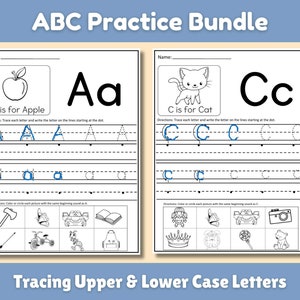 Alphabet Practice Bundle Letter Tracing Sheets Learn Letter Sounds ...